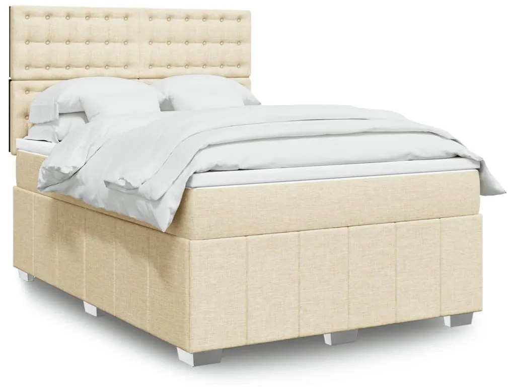 Box spring postel s matrací krémová 140x200 cm textil 3291710