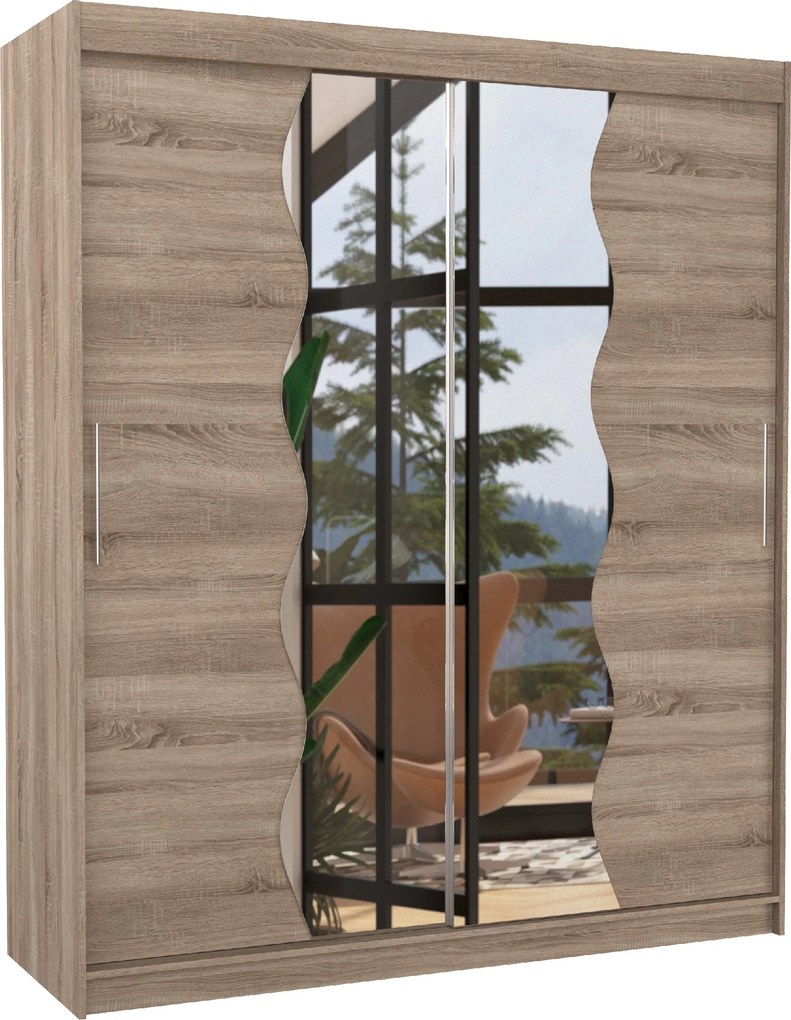 ADRK Furniture Posuvná skříň s zrcadlem KANSAS 180 ADRK-SW-KAN-T-180