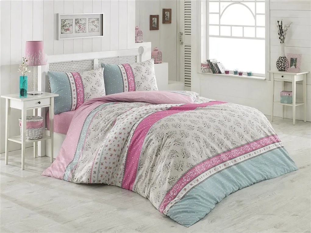 Brotex Povlečení bavlna Mija růžová zipový uzávěr 220x240 70x90