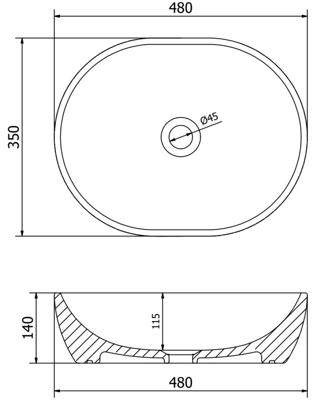 Mexen Viki, umyvadlo na desku 48x35x14 cm, bílá-zlatý vzor, ​​21054808