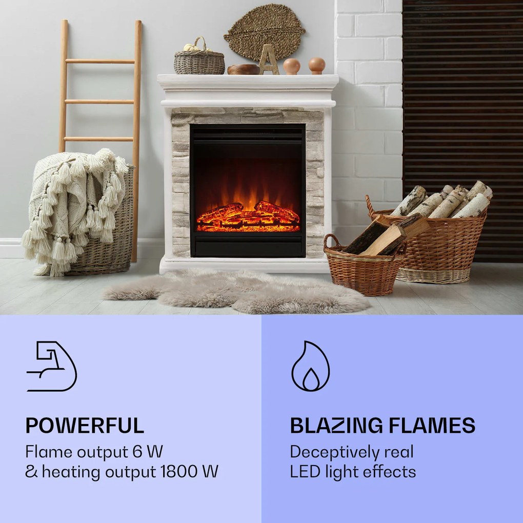 Klarstein Nevis Peakk, elektrický krb, 1800 W, 10-30 °C, dálkové ovládání
