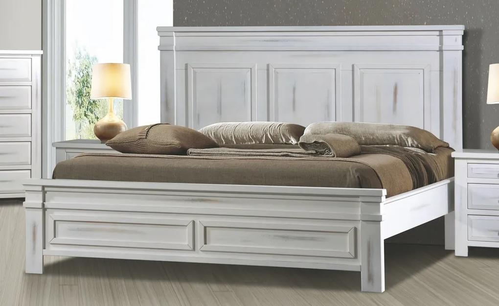 Vikio Manželská postel 180x200 cm v antické bílé barvě s roštem KN935