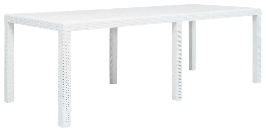 45607 vidaXL Zahradní stůl bílý 220 x 90 x 72 cm plastový ratanový vzhled