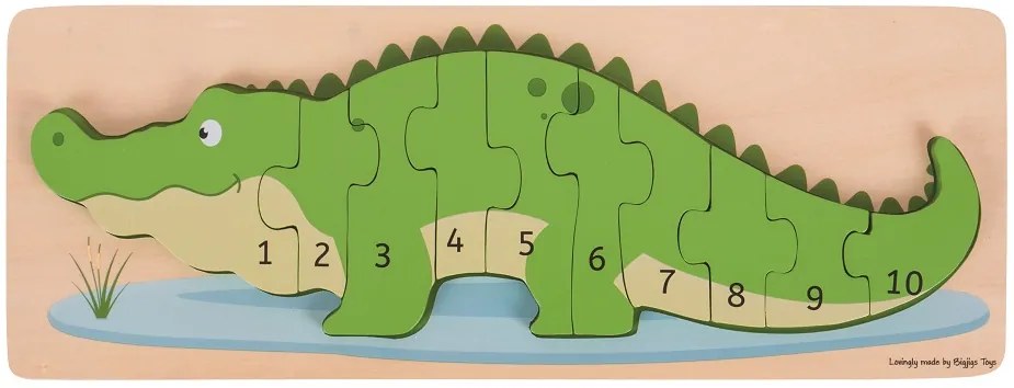 Bigjigs Toys Vkládací puzzle krokodýl s čísly