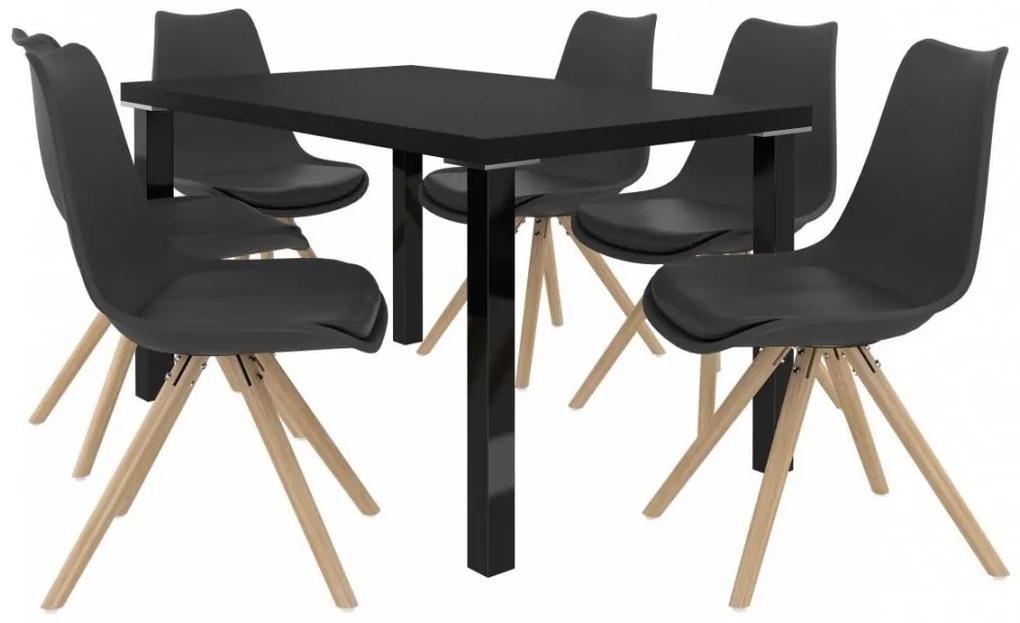 Jídelní set Amareto 1+6 židlí - černá/černá