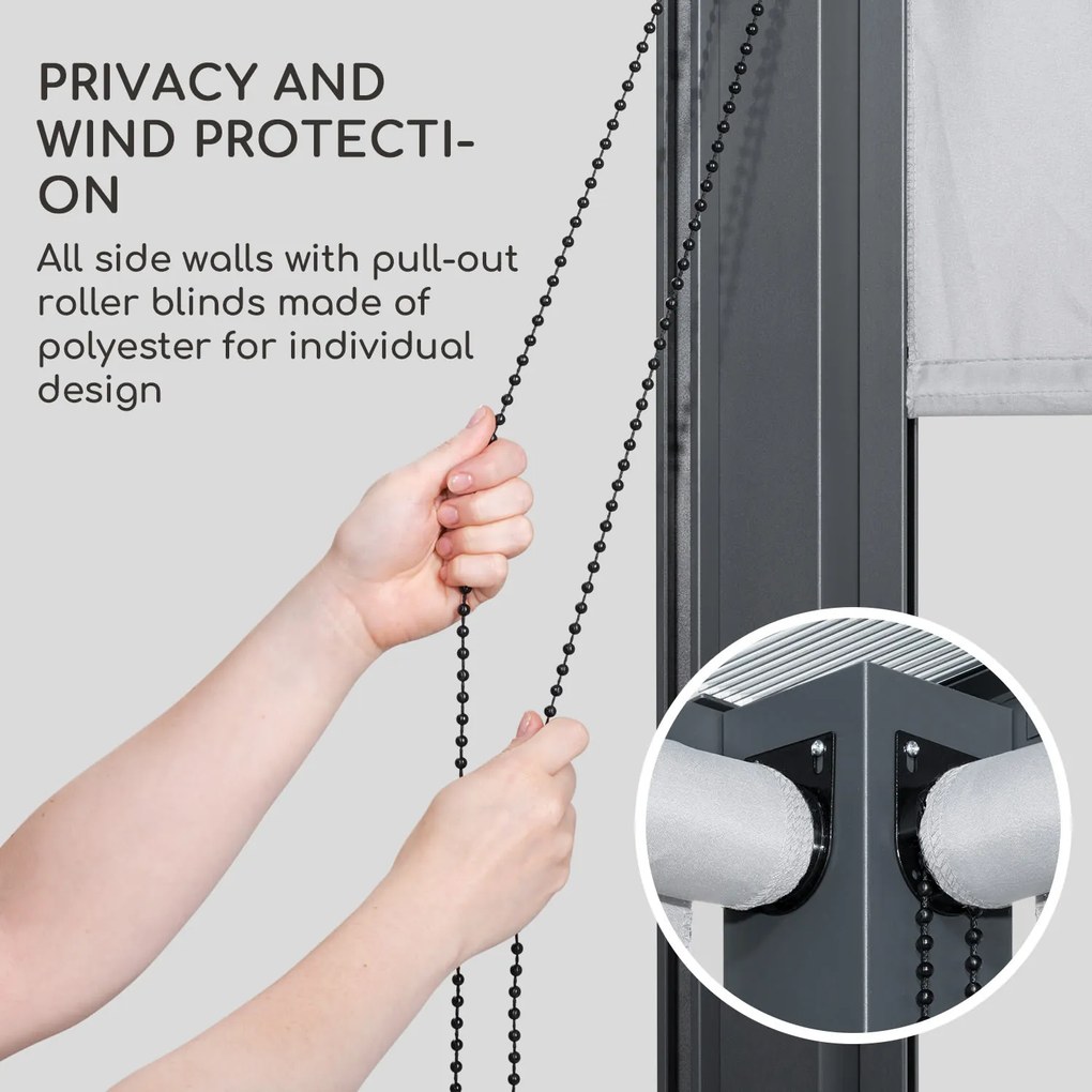 Pantheon Cortina Solid Sky, pergola, přístřešek, 3 × 3 m, polykarbonát