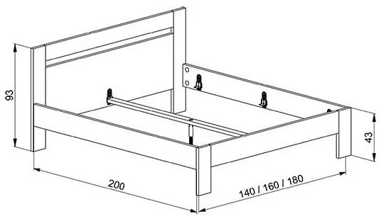 MRAVA, s.r.o. Dvoulůžková postel VELIA ROZMĚR: 140 x 200 cm - ATYP