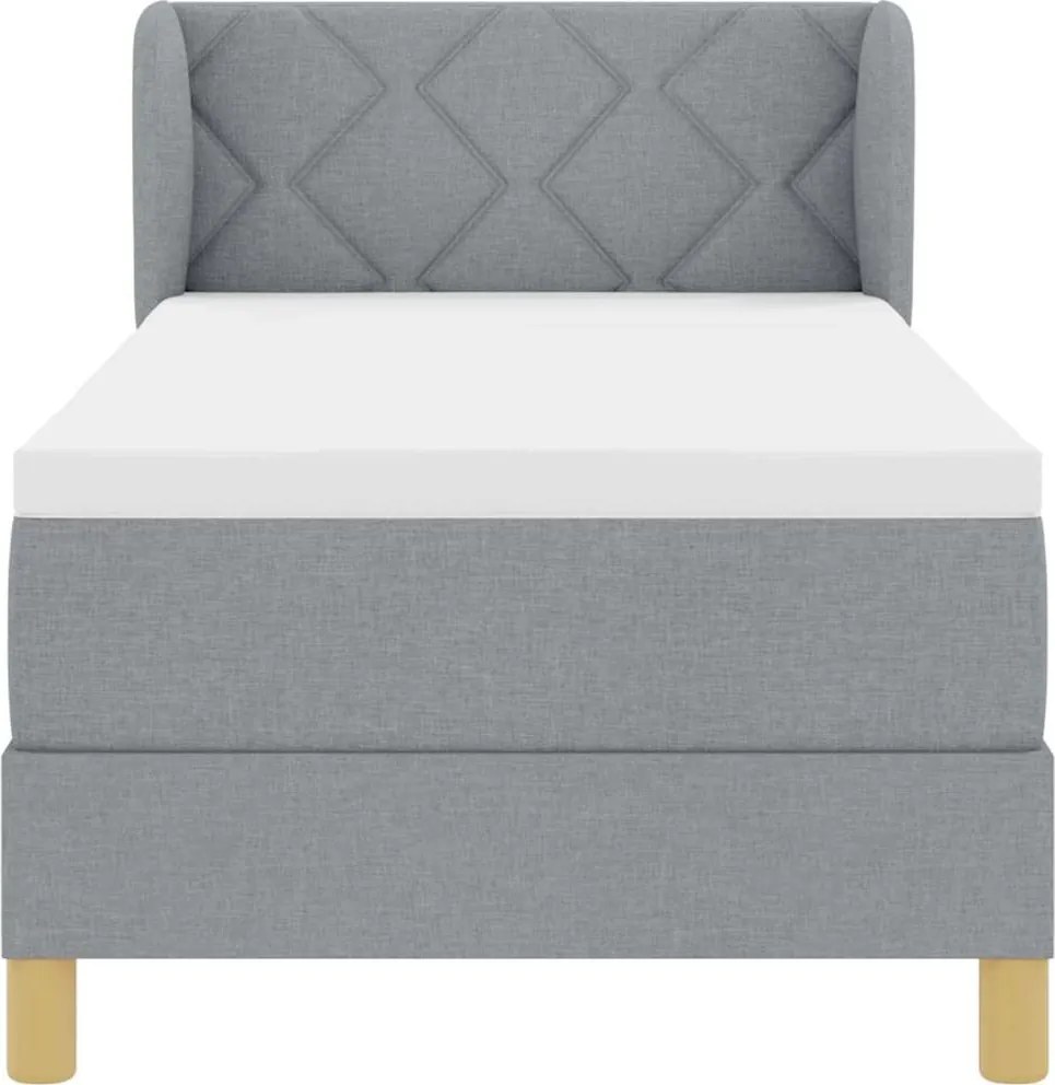 Postel s boxspringem s čelo Světle šedá 80 x 200 cm textil 3340241
