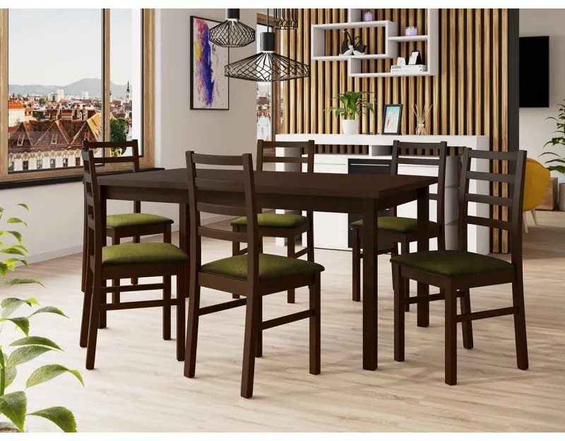 Rozkládací jídelní stůl se 6 židlemi AL02, Barva dřeva: bílá-L, Potah: Zetta 297
