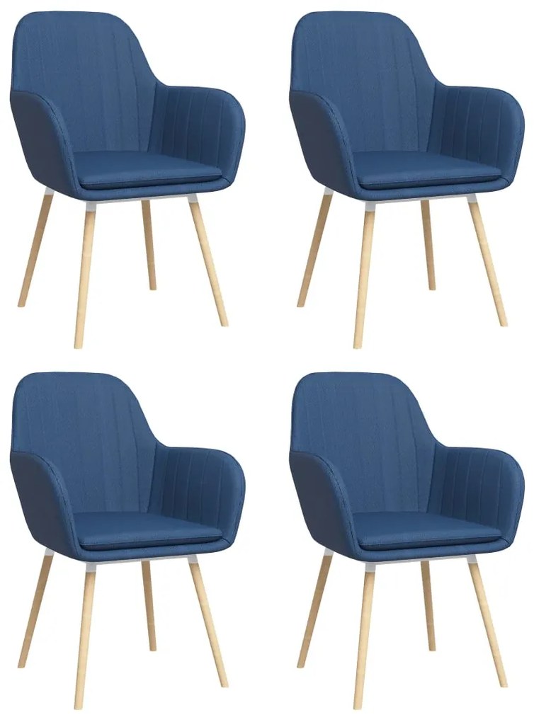3055760 vidaXL Jídelní židle s područkami 4 ks modré textil