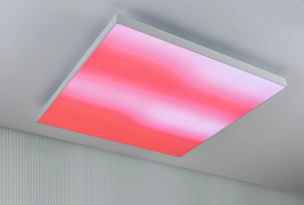 Paulmann 79906 Velora, bílý subtilní stropní LED panel Rainbow dynamic RGBW, 31W LED 3000-6500K, 59x59cm, dálkové ovládání