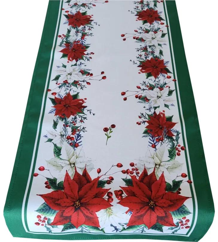 Vánoční běhoun s motivem vánoční růže Šířka: 40 cm | Délka: 140 cm
