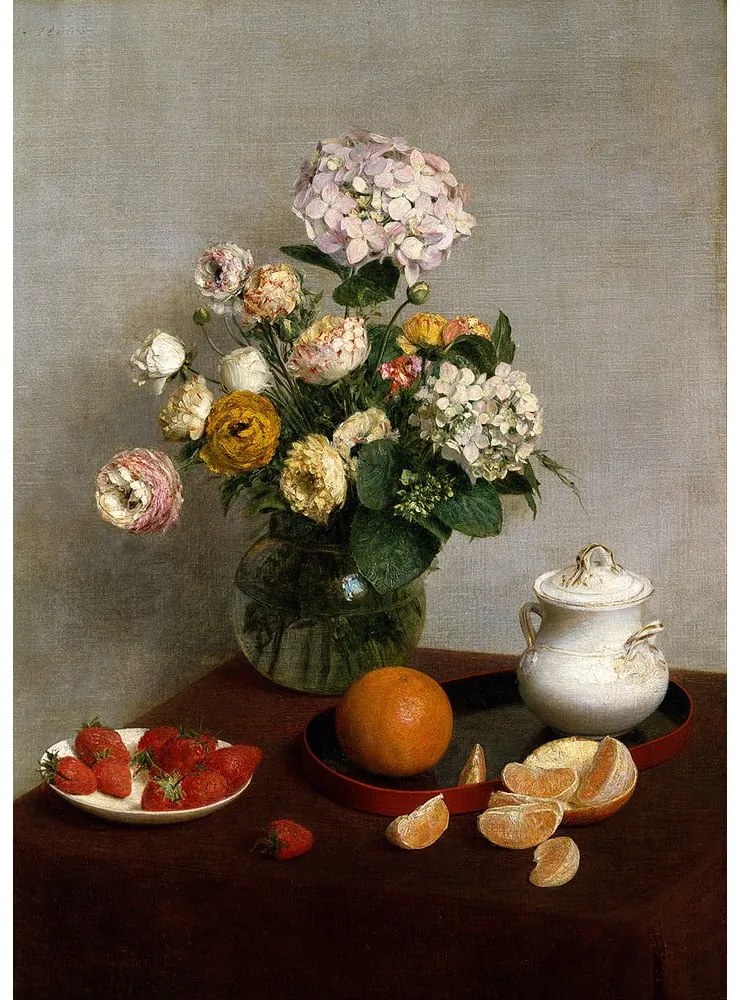 Reprodukce obrazu Henri Fantin-Latour - Flowers and Fruit, 45 x 60 cm