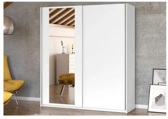 Šatní skříň se zrcadlem 180 cm HEIKE - bílá