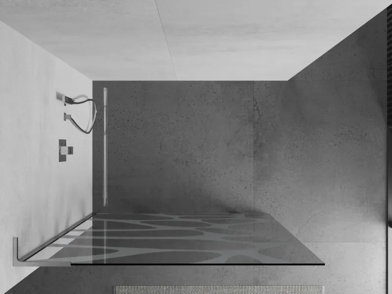 Mexen Kioto L, sprchová zástěna Walk-In 80 x 200 cm, 8mm čiré sklo bílý vzor, chromový profil, 800-080-103-01-97