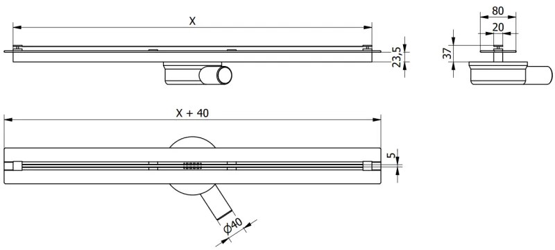 Mexen Flat 360° Super Slim lineární odtok rotační 150 cm, Zlatá - 1551150