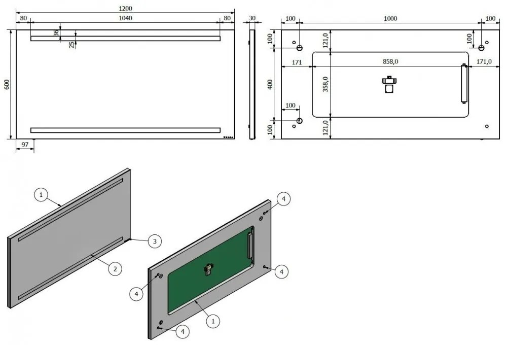 HOPA Zrcadlo s LED osvětlením NEŽÁRKA Rozměr A - 100 cm, Rozměr B - 3 cm, Rozměr C - 60 cm ZRNEZA6010