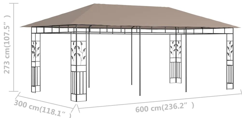 vidaXL Marketos Altán s moskytiérou 6 x 3 x 2,73 m taupe 180 g/m²