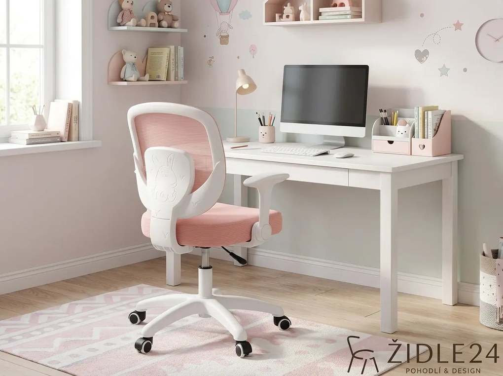 Dětská židle AVENY - růžová síťovina