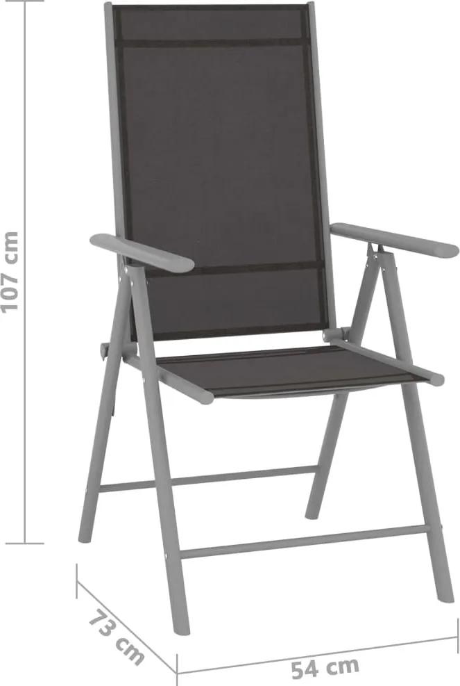 vidaXL Skládací zahradní židle 4 ks textilen černé [312182] Barva: Černo-stříbrný