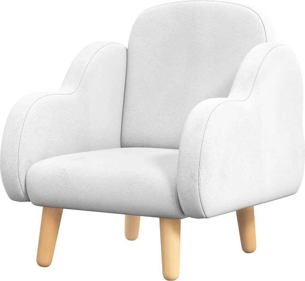 Dětské křeslo ZONEKIZ Infant s designem mraků, super jemné na dotek a 4 nohama pro děti 18-36 měsíců, nosnost 40 kg, 46x51x55 cm Bílá | Aosom