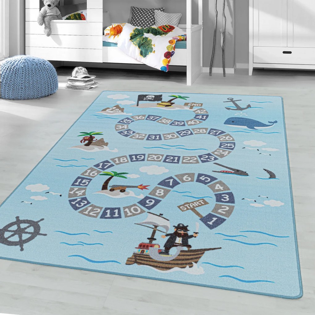 Ayyildiz, Dětský kusový koberec Play 2908 blue, 140x200, modrá, dětský pokoj