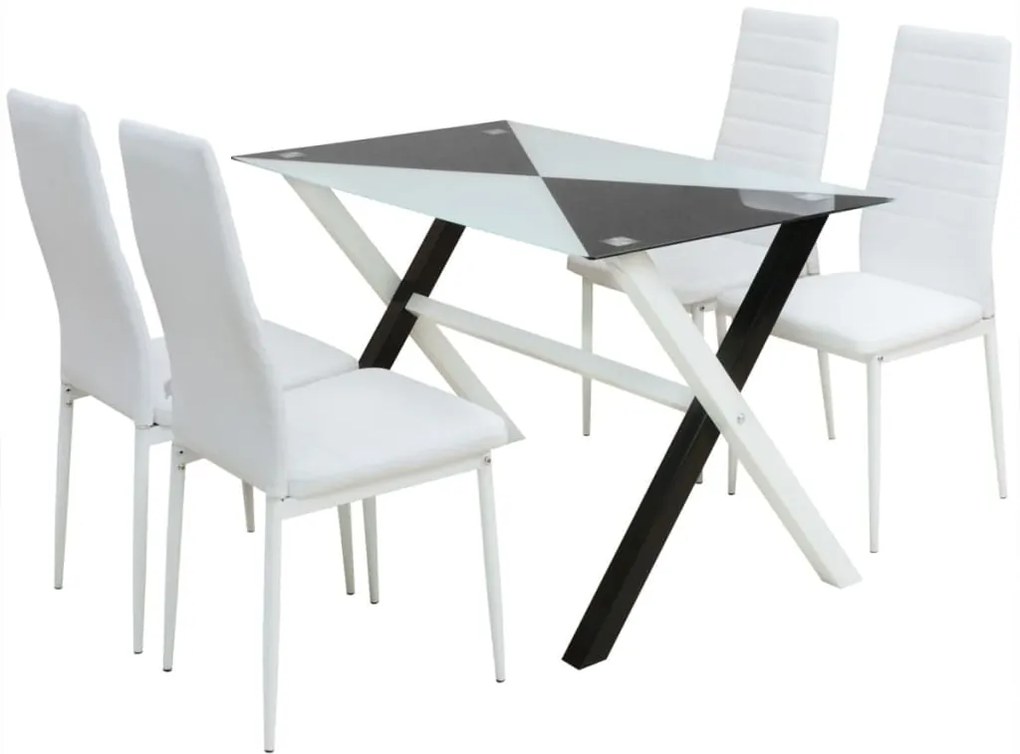 242941 vidaXL Pětidílný jídelní set: stůl a židle z umělé kůže