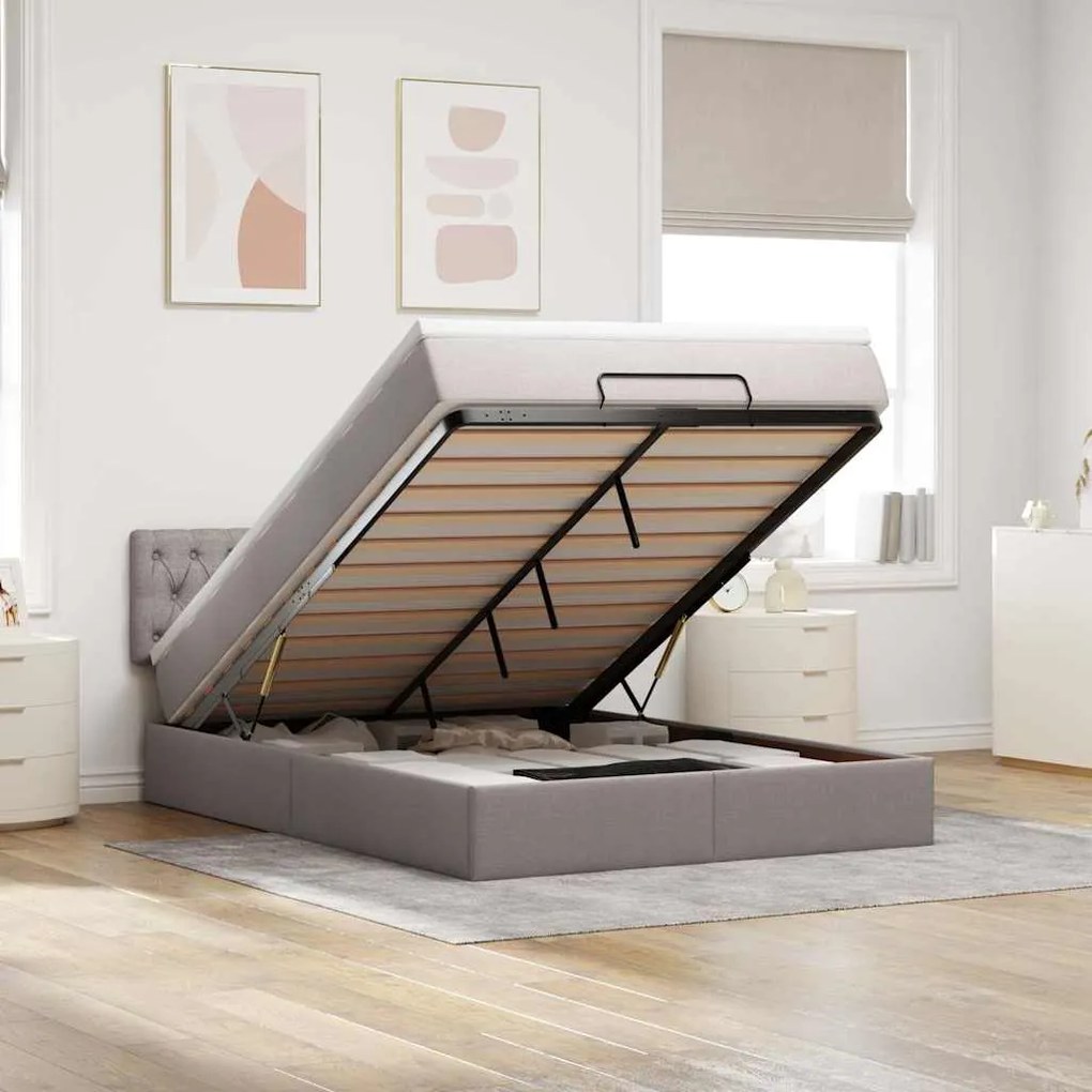 Osmanská postel s matrací & LED Taupe 140x190 cm Látka 3312392