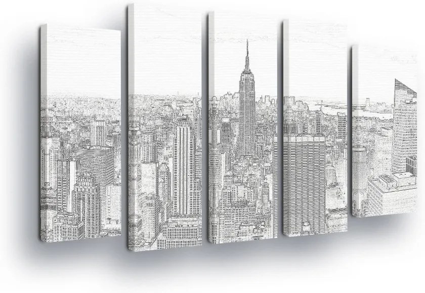 GLIX Obraz na plátně - Bílý New York 2 x 30x80 / 3 x 30x100 cm