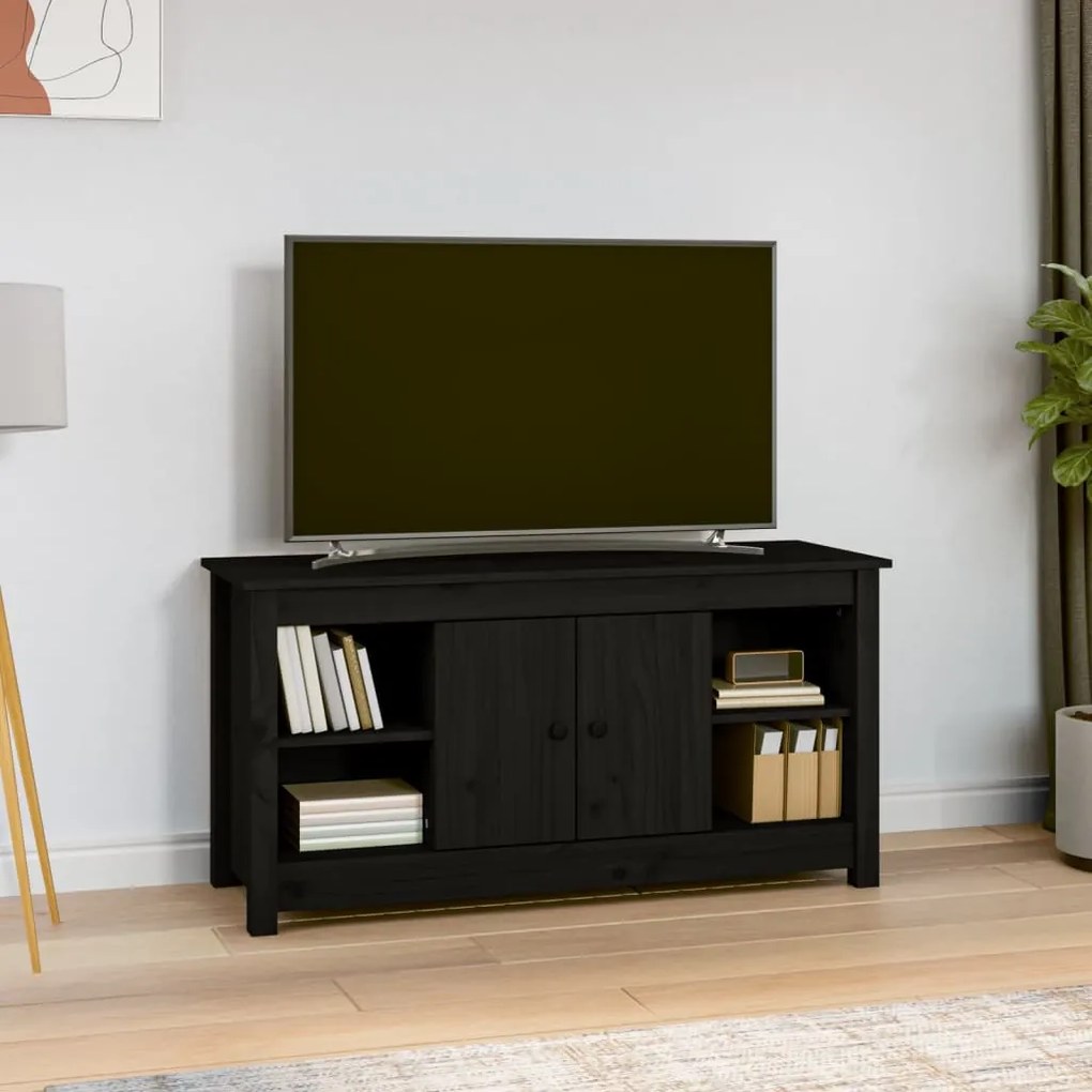 814578 vidaXL TV skříňka černá 103 x 36,5 x 52 cm masivní borové dřevo