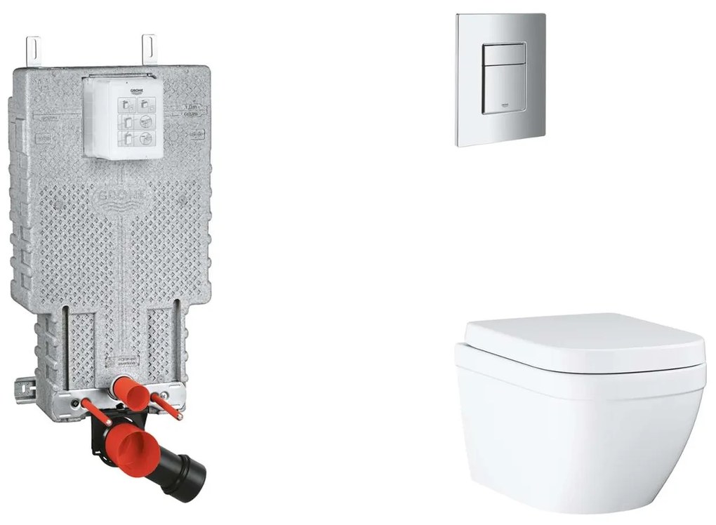 Grohe Uniset - Set předstěnové instalace, klozetu, sedátka SoftClose a tlačítka Skate Cosmopolitan, Triple Vortex, chrom SANI15BB2104