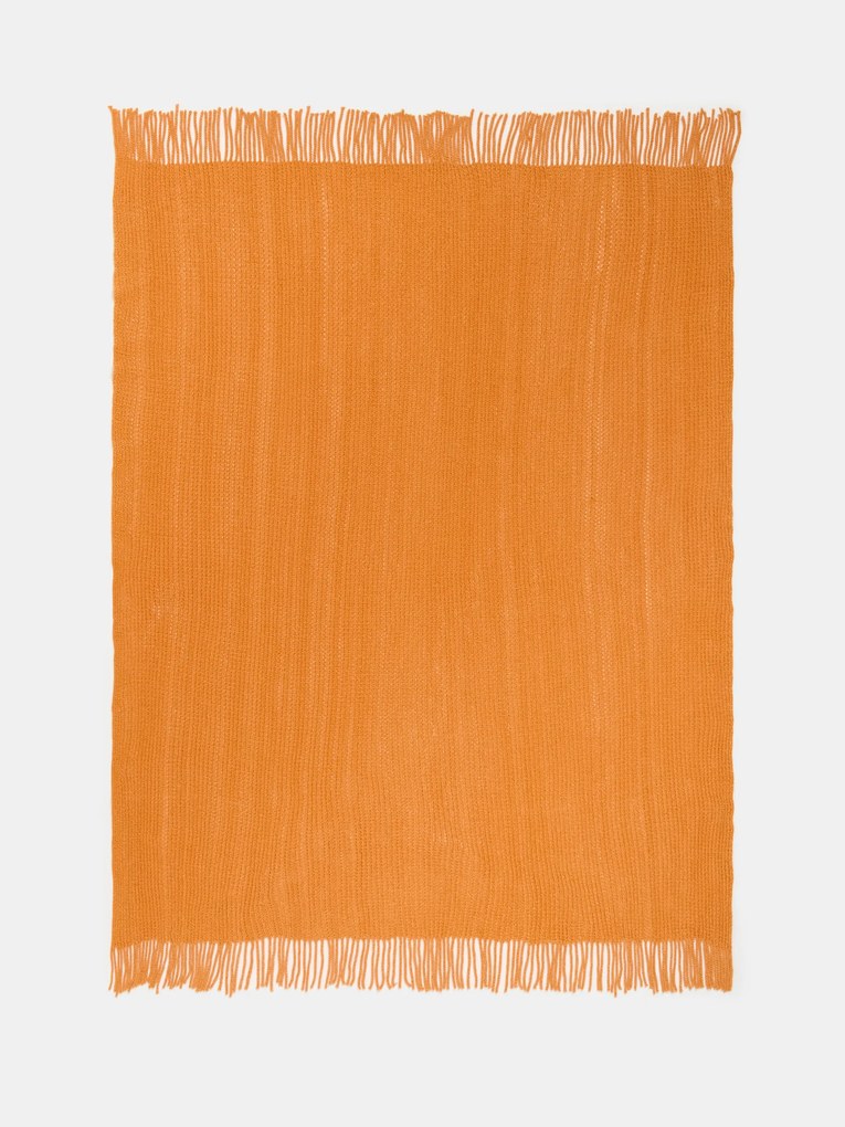 Sinsay - Jednobarevná deka s třásněmi - oranžová