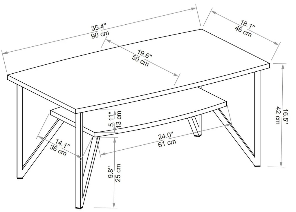 TAVROS konferenční stolek s policí, borovice Atlantic