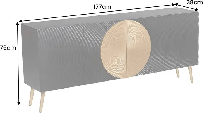 Komoda Solene 180 cm - černá/zlatá