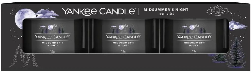 Yankee Candle – sada votivní svíčky ve skle Midsummers Night (Letní noc), 3 x 37 g