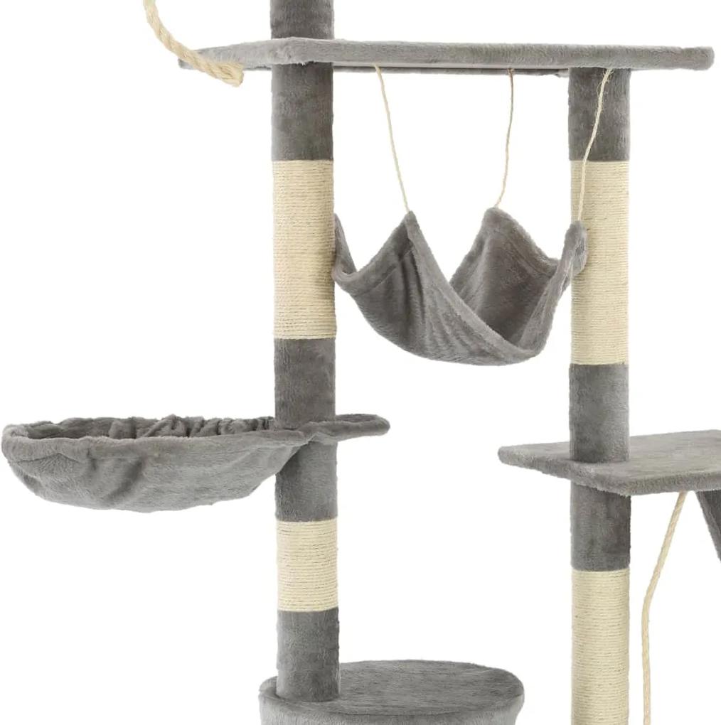 Škrabadlo pro kočky se sisalovými sloupky - šedé | 230–250 cm