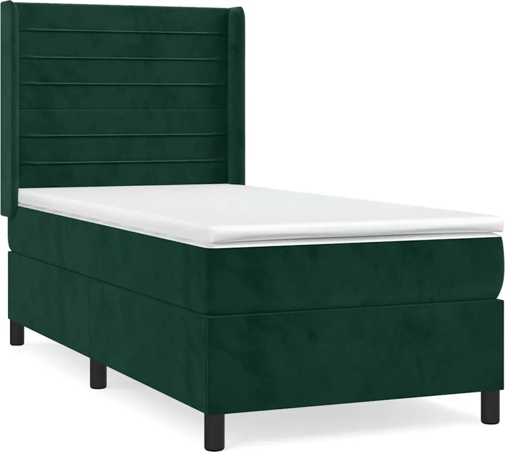 Box spring postel s matrací tmavě zelená 80 x 200 cm samet 3132708
