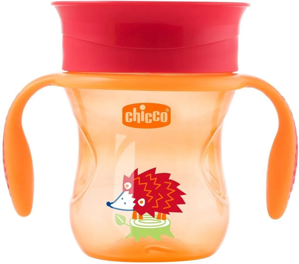 CHICCO Hrneček Perfect 360 s držadly 200 ml oranžový 12m+