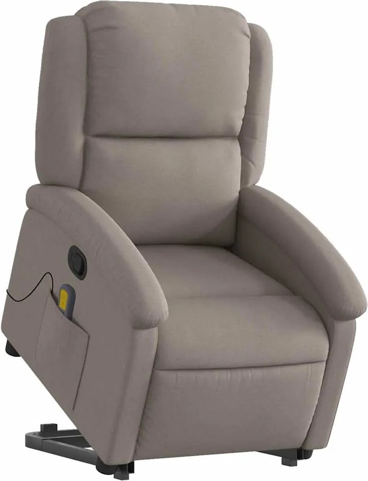 Zvedací masážní polohovací křeslo taupe textil 3204184