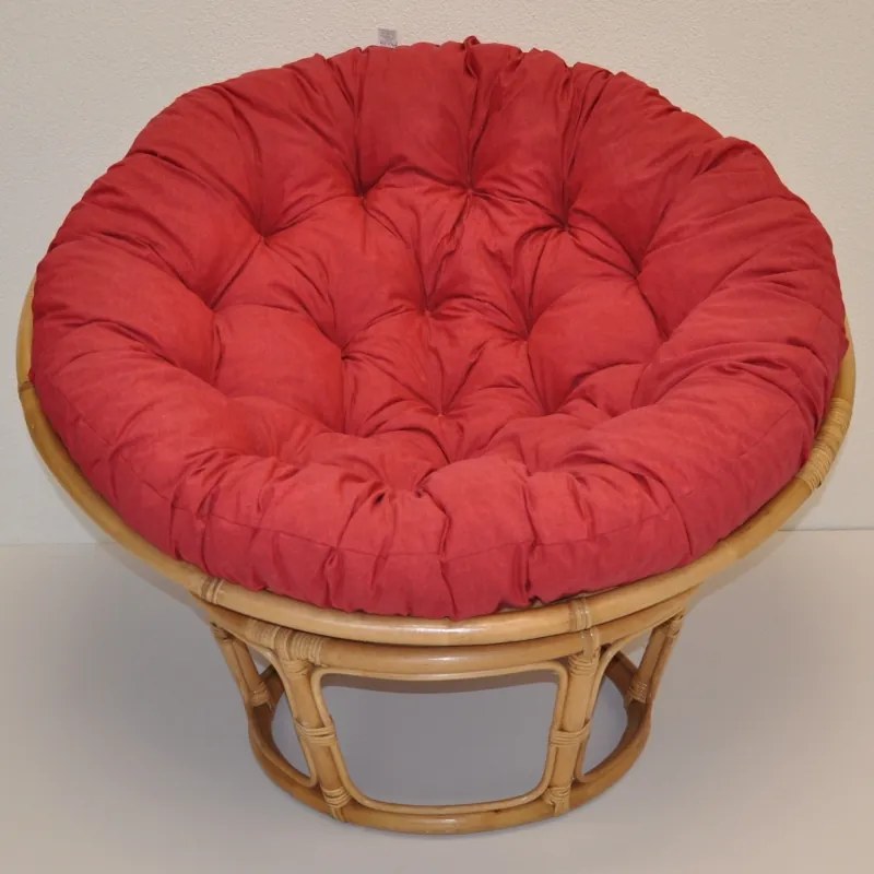 Relaxační papasan DEMETRIA — ⌀100 cm, ratan, látka, medová / více barev Oranžový melír