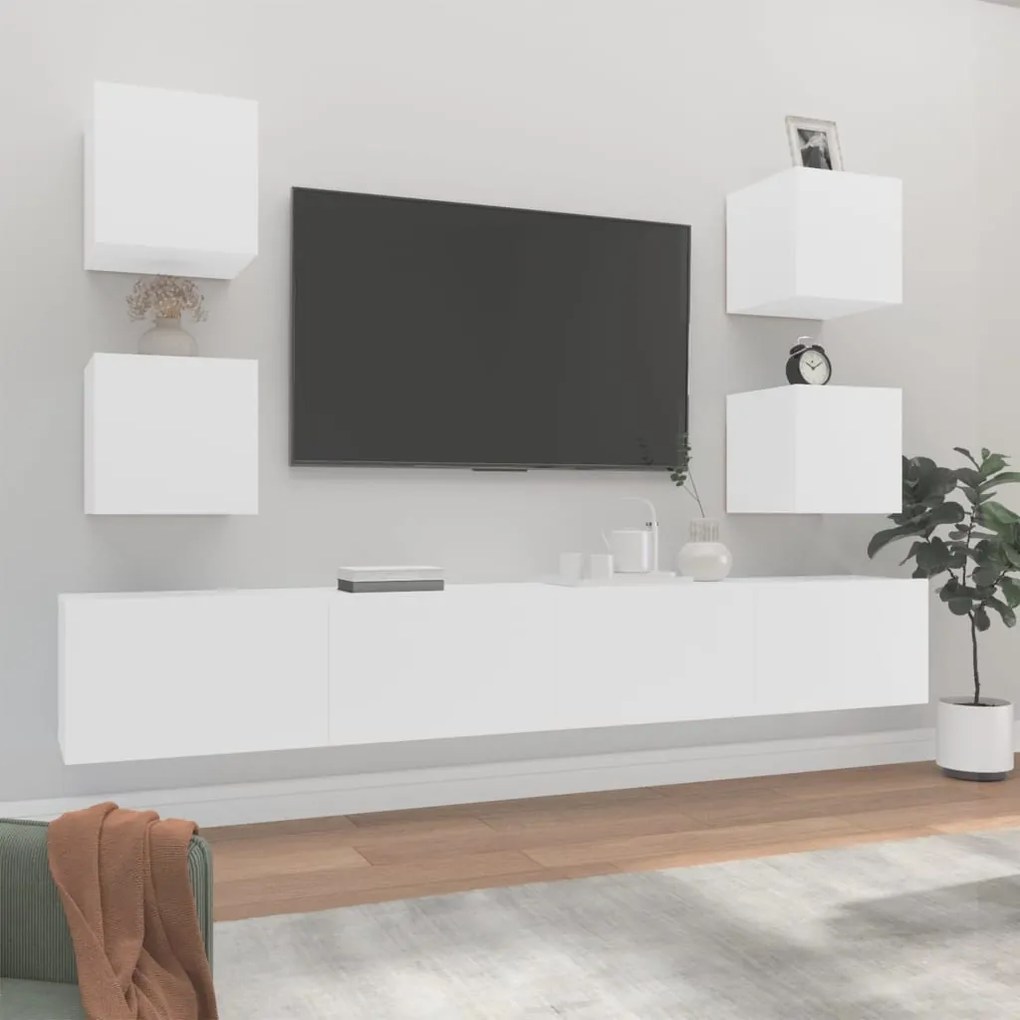 6dílný set TV skříněk bílý kompozitní dřevo 3114262