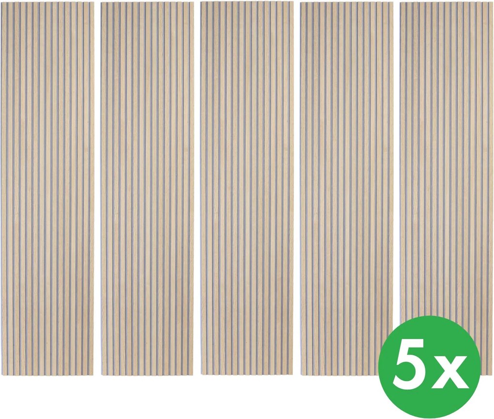 Dřevěný akustický panel, 2400 x 600 mm, B2BP003, balení 5 ks, dub