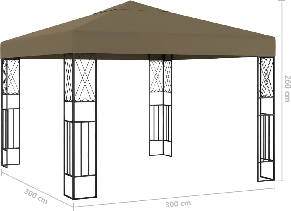 vidaXL Marketos Altán se světelnými LED řetězy 3 x 3 m taupe textil