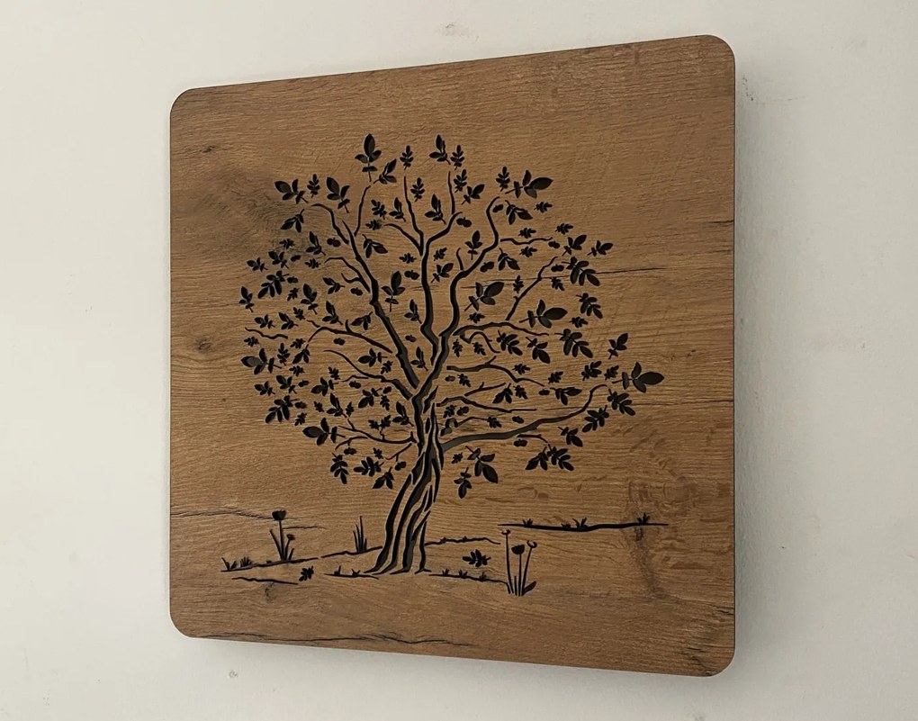 Li-Go "Ořešák" světelný obraz 230V 62x62cm provedení povrchu: dub světlý