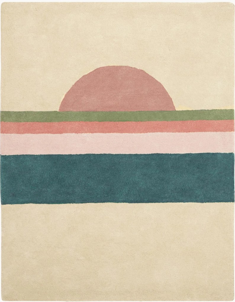 Ručně všívaný dětský koberec Sunset Pink Green