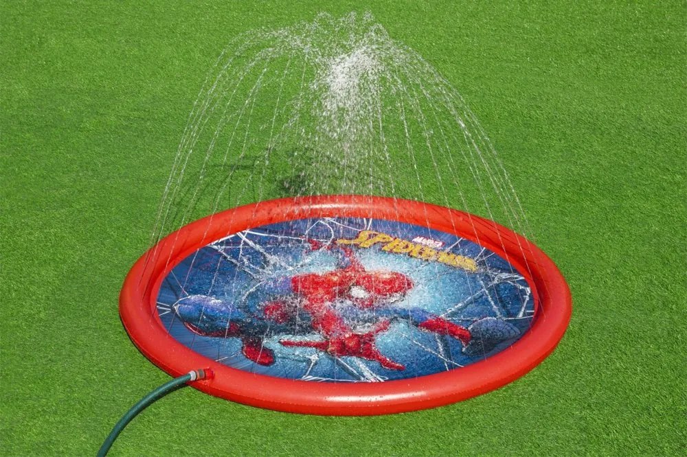 LEAN Nafukovací hrací podložka s fontánou Spiderman 165 cm Bestway 98792