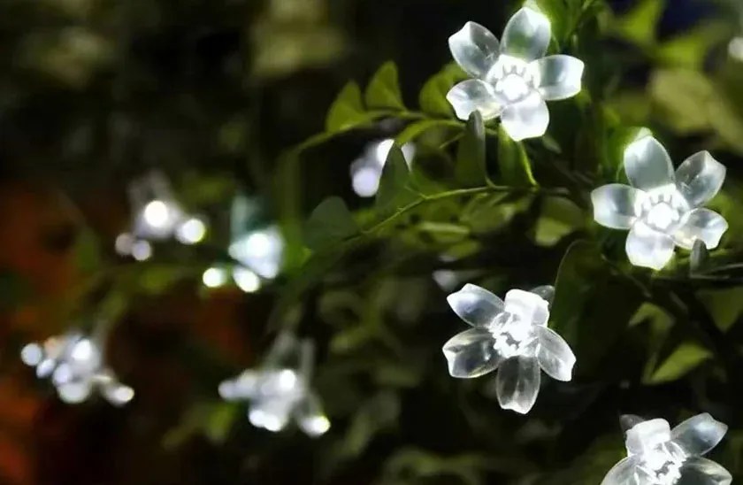 Dekorativní venkovní solární řetěz s 40 LED – Lights Flowers - Bílá teplá