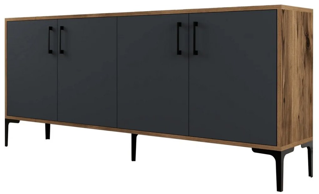 Komoda Kiev 180 cm antracit/hnědá