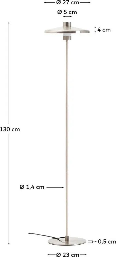 Stojací lampa ve stříbrné barvě s kovovým stínidlem (výška 130 cm) Nuvira – Kave Home