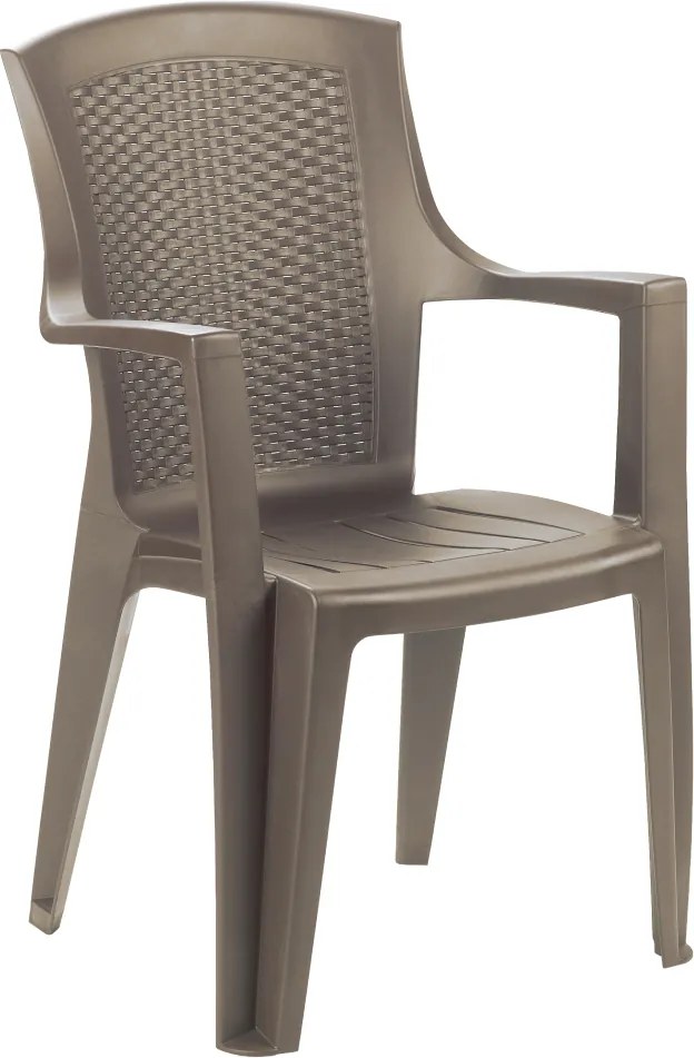 Zahradní stohovatelné křeslo, hnědošedá Taupe, EDENIA